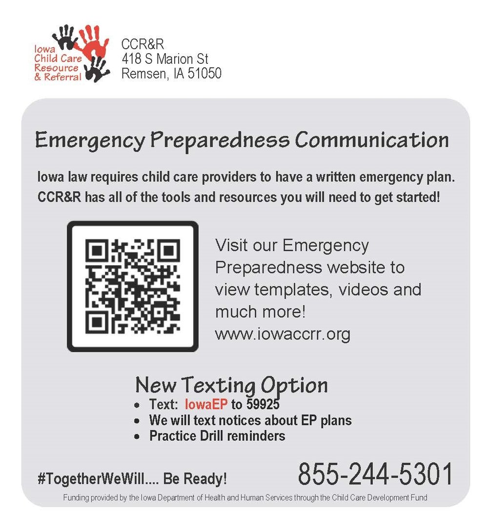 Guest Blog: Iowa CCR&R’s Emergency Preparedness Campaign